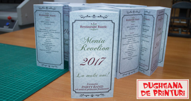 Meniu tip prismă: Restaurant Rustic • Dugheana de Printuri